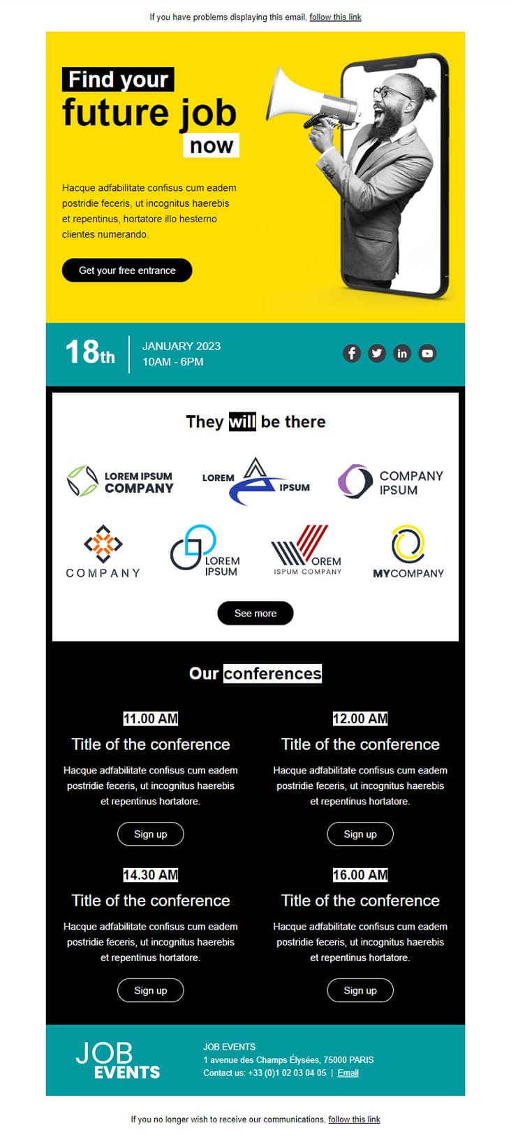 Jobfair - Template emailing gratuit à télécharger